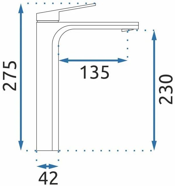 Rea Marco, vysoká umyvadlová baterie h-275, černá matná, REA-B4896