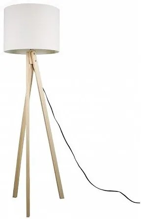 Stojací lampa LILA Typ 6, bílá / přírodní dřevo