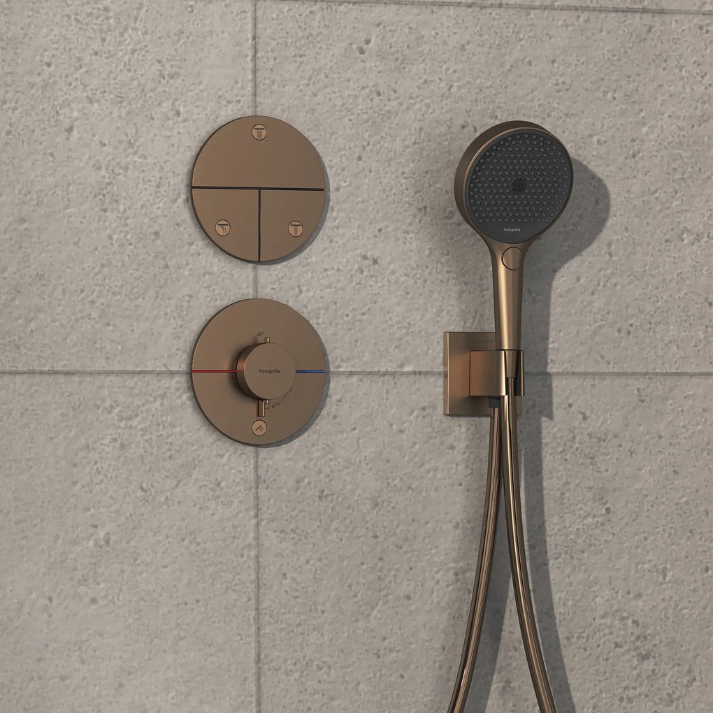 Hansgrohe ShowerSelect Comfort S, termostat pod omítku pro 1 spotřebič a další výtok, kartáčovaný bronz, HAN-15562140