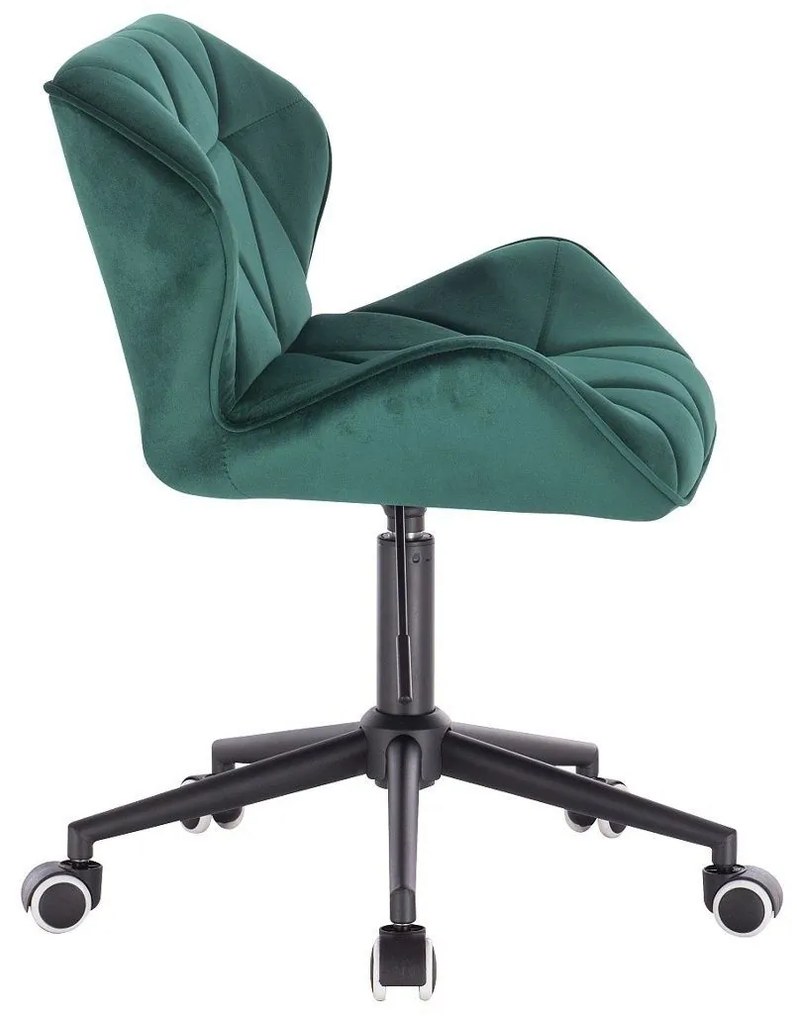 LuxuryForm Židle MILANO VELUR na černé podstavě s kolečky - zelená