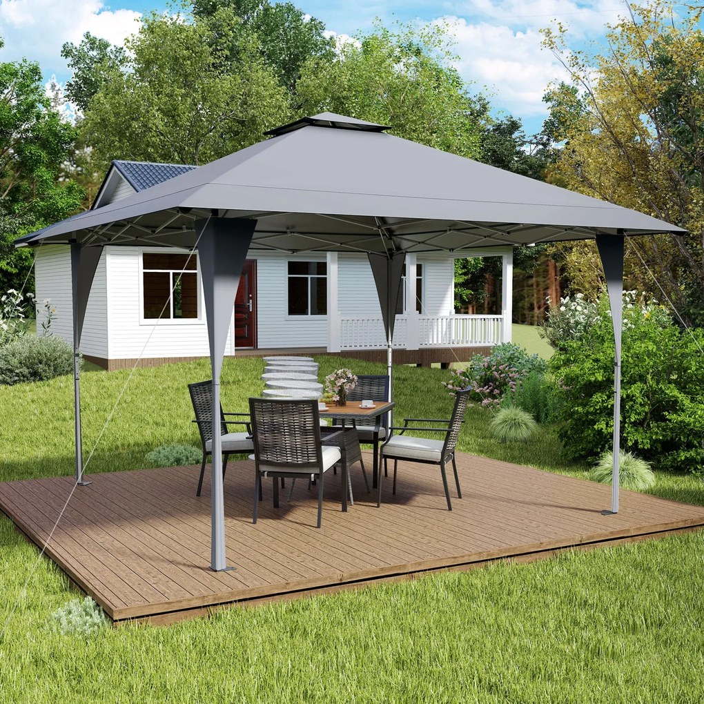 Costway Pop Up Pavilion Výškově nastavitelný zahradní altán s dvojitou střechou