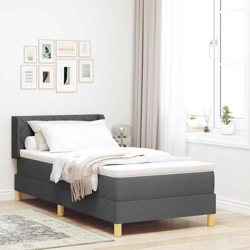 Postel s boxspringem s čelo Tmavě šedá 200 x 90 cm textil 3341336