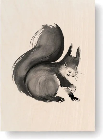 Obrázek na dřevěné kartě Squirrel 10x15 cm Teemu Järvi Illustrations