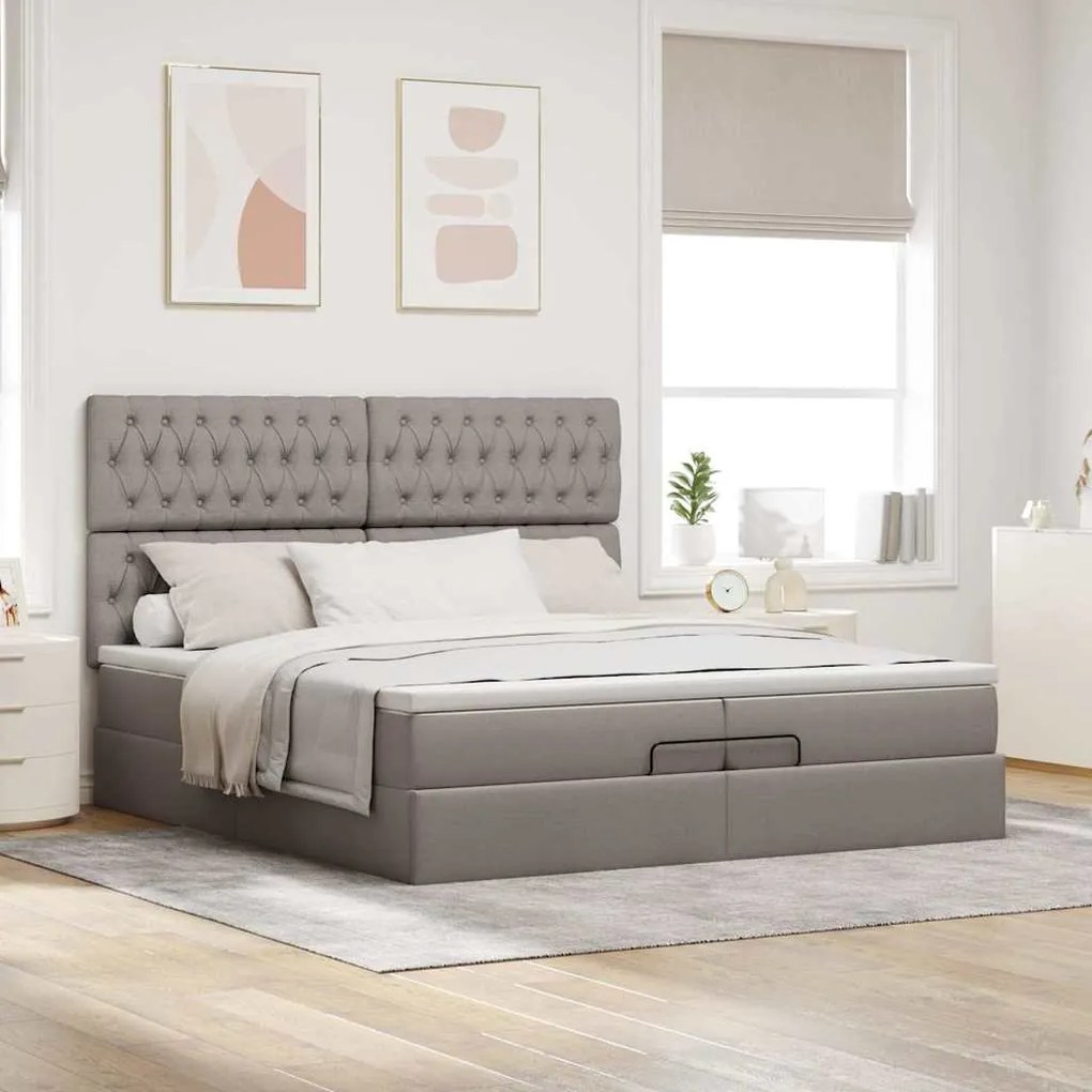 Osmanský rám postele s matracíes taupe 200x200cm textil 3314118