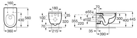 Roca A34624L000 - Závěsné WC MERIDIAN keramika/bílá