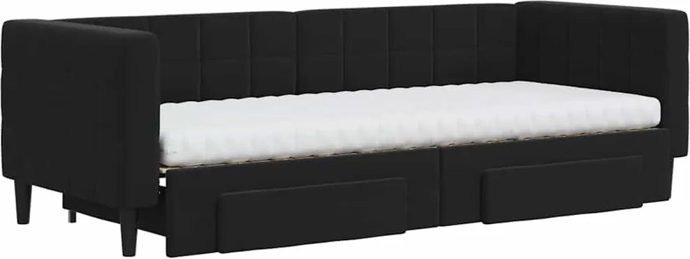 Válenda s přistýlkou a zásuvkami černá 80 x 200 cm samet 3196760