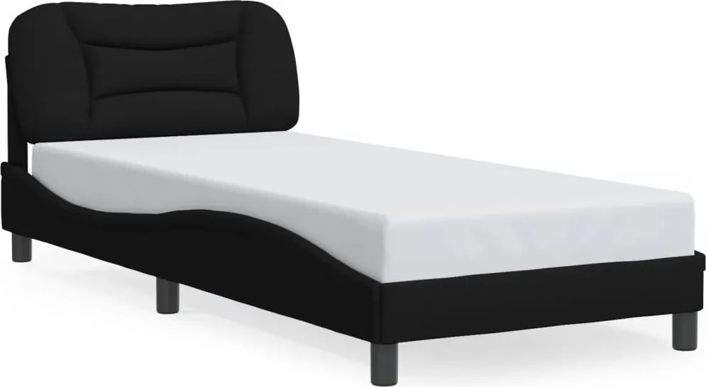 Rám postele s LED bez matrace Hvar černý 90x200 cm Látka 3213678