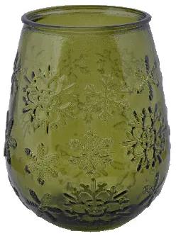 San Miguel VIDRIOS SAN MIGUEL !RECYCLED GLASS! Váza z recyklovaného skla "COPOS DE NIEVE", 0,65L tmavě lahvově zelená