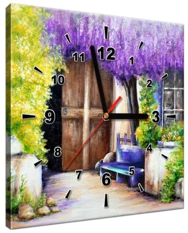 Tištěný obraz s hodinami Vesnické zákoutí 30x30cm ZP3923A_1AI