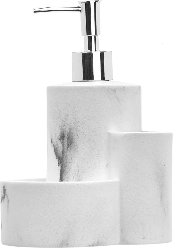 Dávkovač saponátu Marble, bílá/s chromovými prvky