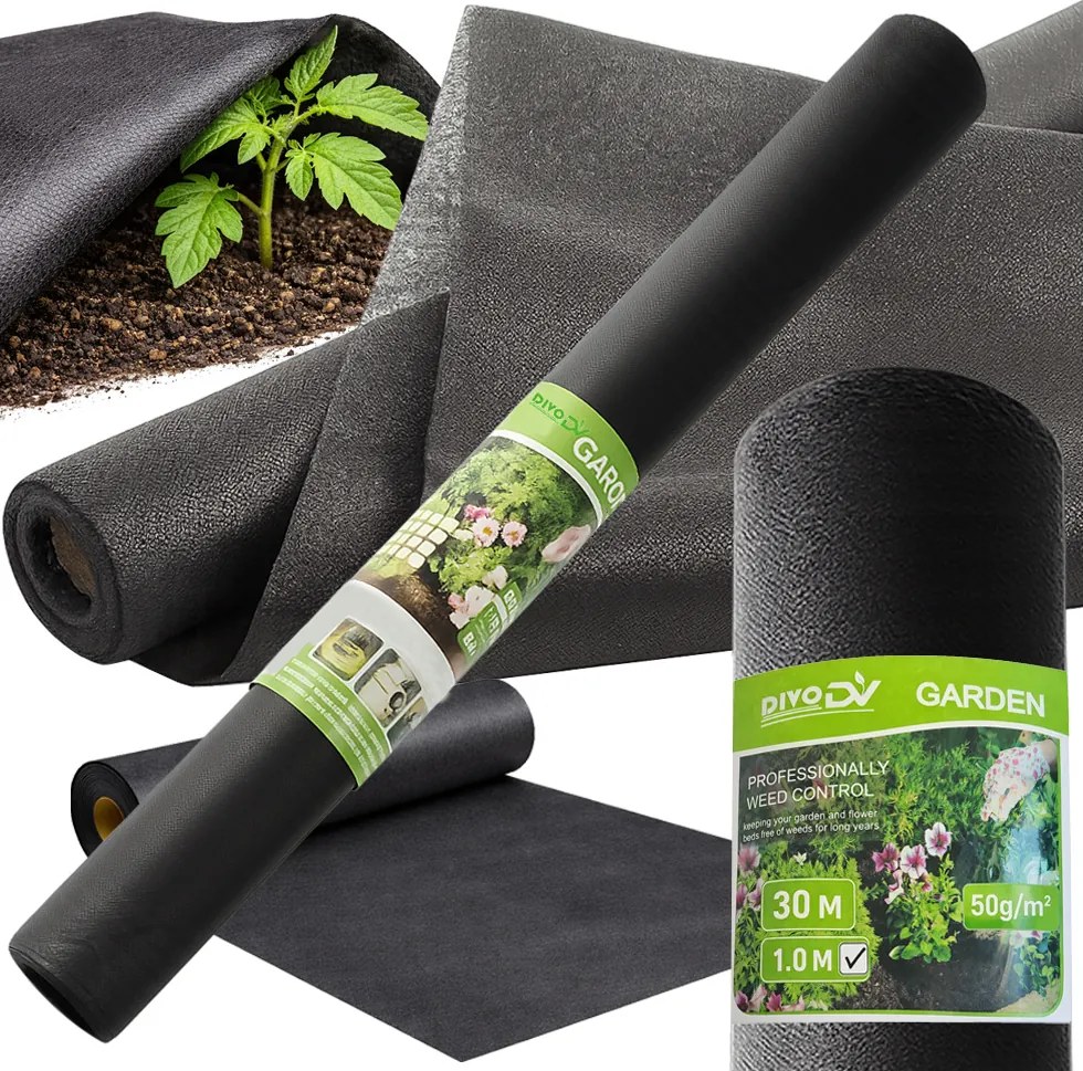 DIVODV Hustá černá agrovlákna 50 g, 1 x 30 m – protiplevelová izolace, mulčovací rohož