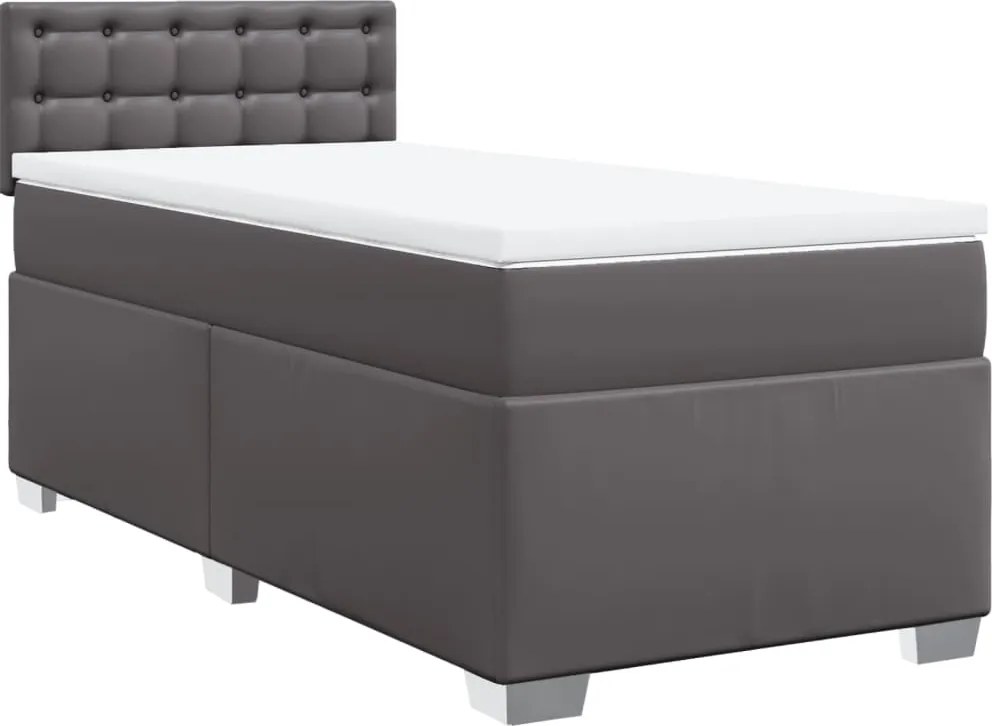 Box spring postel s matrací šedá 80 x 200 cm umělá kůže 3286098