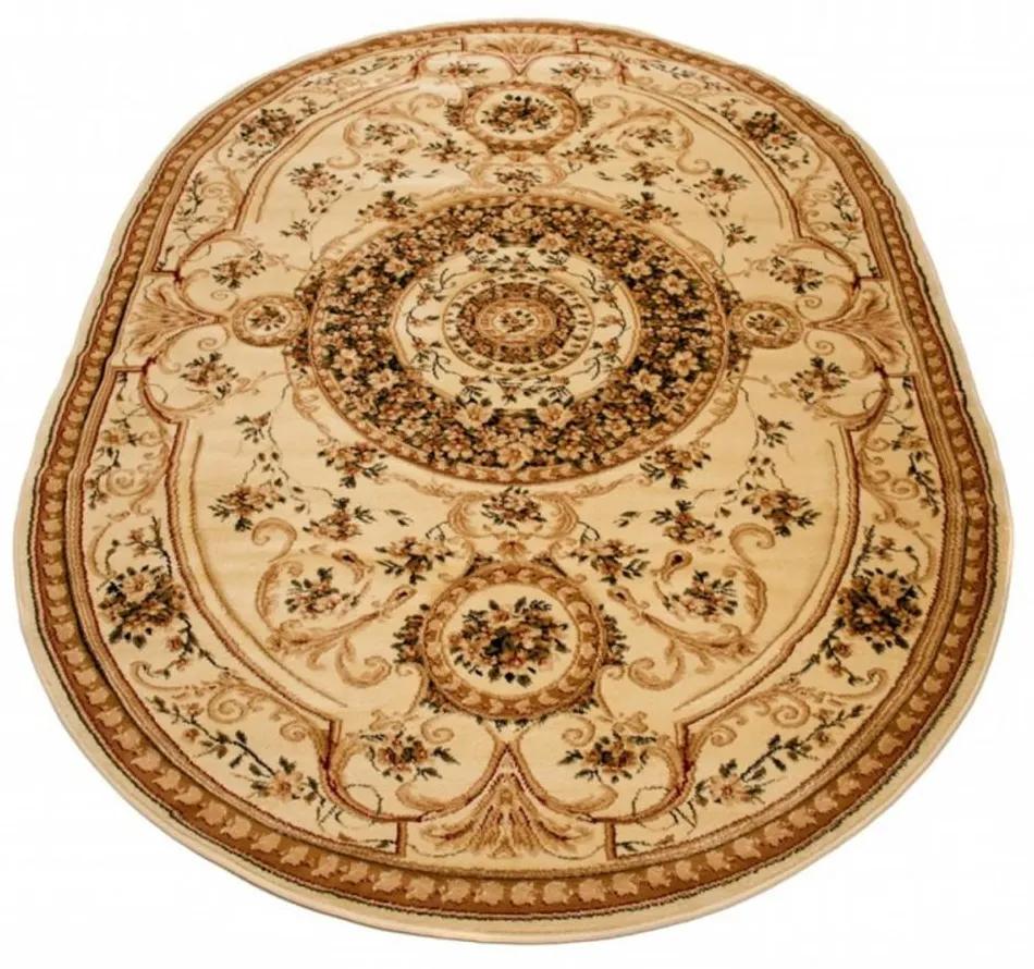 Kusový koberec klasický vzor 3 béžový ovál 70x140cm