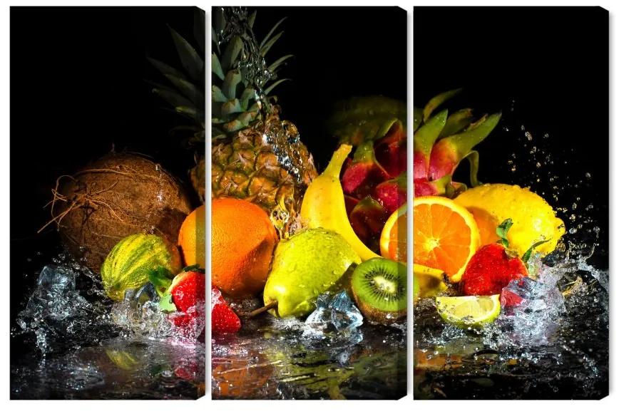 Vícedílný obraz Ovoce S Kapkou Vody Nedostatek Nedostatek Přírodní plátno 60x40