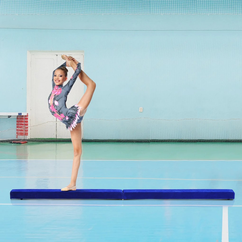 HOMCOM Skládací kladina pro vnitřní i venkovní použití, 210 cm, do 120 kg, modrá, ideální pro gymnastiku a trénink