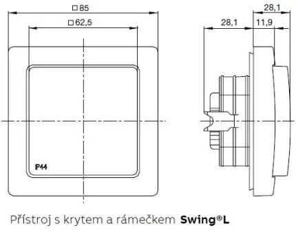 ABB Swing (L) zásuvka IP44 jasně bílá 5518G-A02989 B