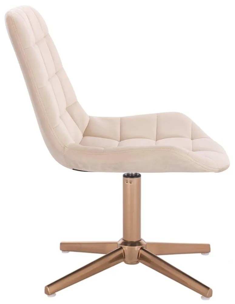 LuxuryForm DESIGN Otočná židle PARIS VELUR na zlatém kříži - krémová