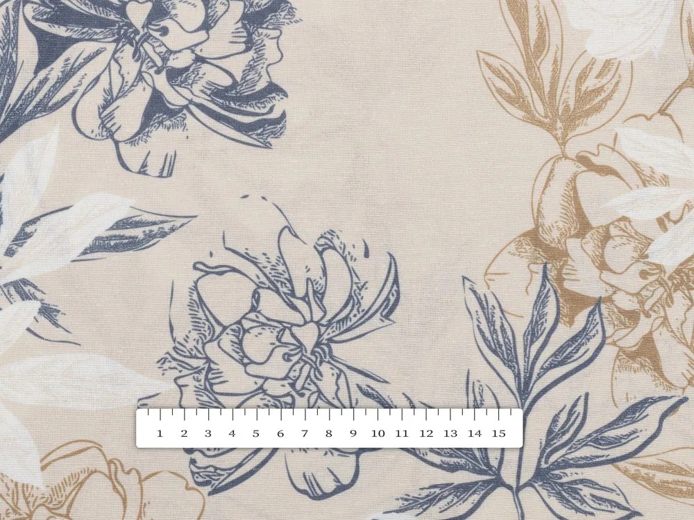 Biante Dekorační povlak na polštář s lemem PML-058 Květinová perokresba na světle béžovém 40 x 40 cm