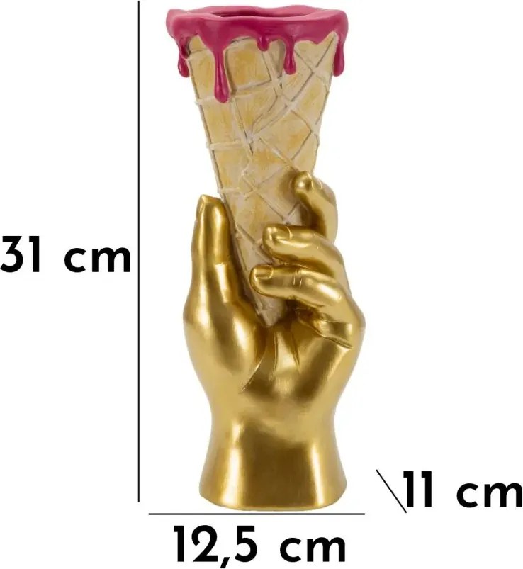 Dekorativní soška pro květinu Cone 31 cm zlatá
