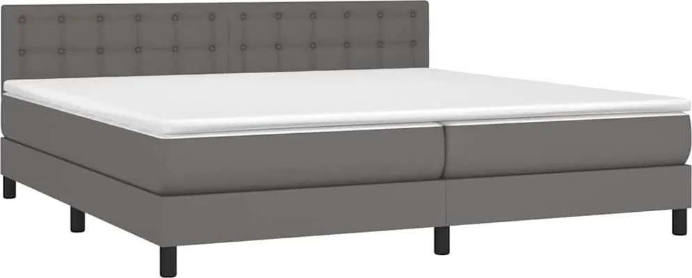 Box spring postel s matrací a LED šedá 200x200 cm umělá kůže 3134247