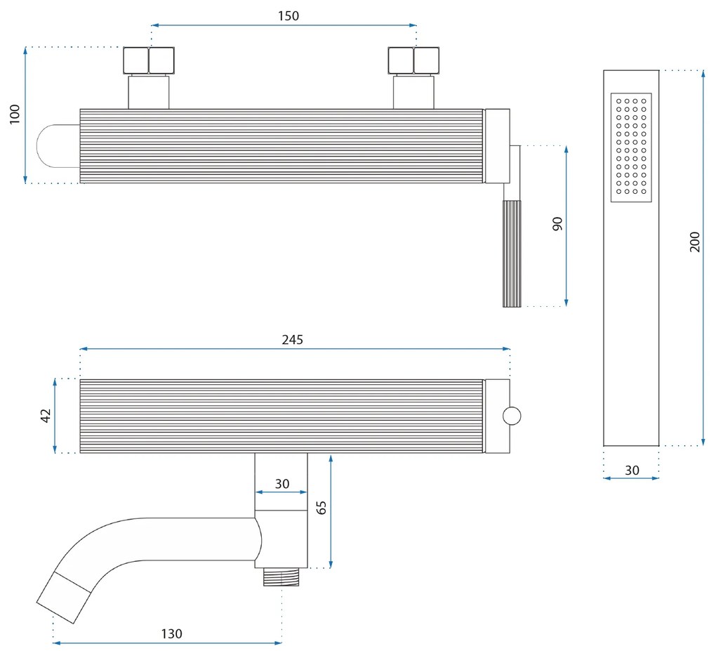 Rea Argon, vanová baterie s ruční sprchovou soupravou, broušená ocel, REA-B6452