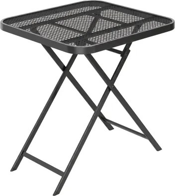 Outsunny skládací zahradní stůl 70 x 70 cm, odolný vůči počasí, balkónový skládací stůl s výřezovým designem, čtvercový, černý