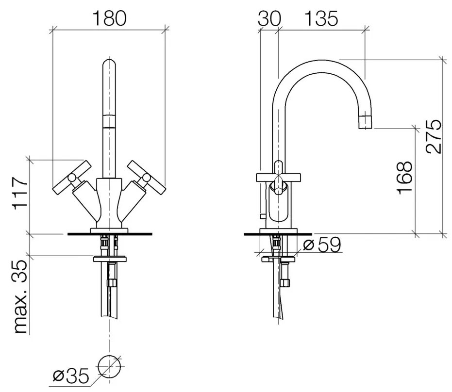 Dornbracht Tara. - umyvadlová baterie stojánková s Push-Open zátkou, chrom, 22512892-00