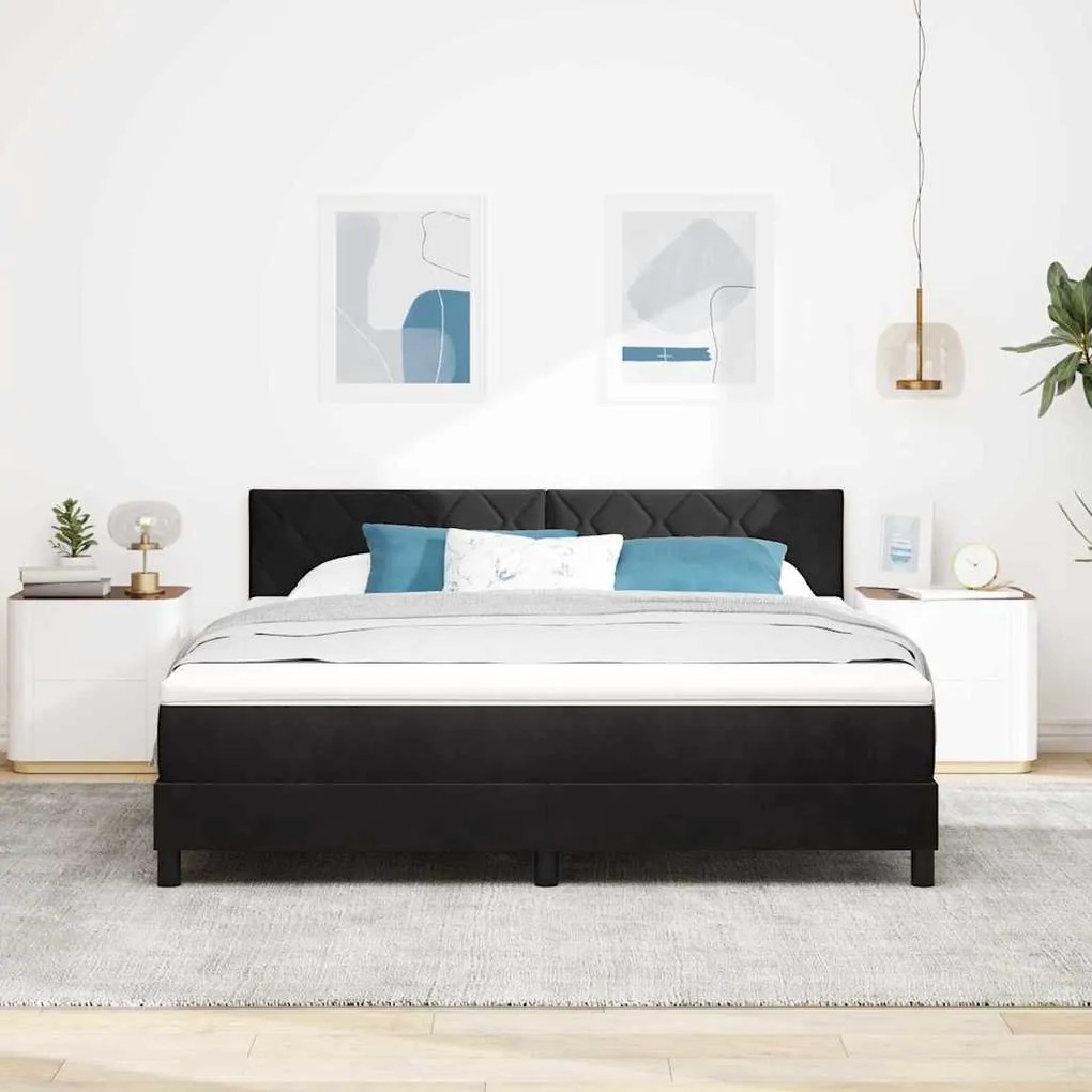 Postel s boxspringem s čelo Černá 180 x 200 cm samet 3339256