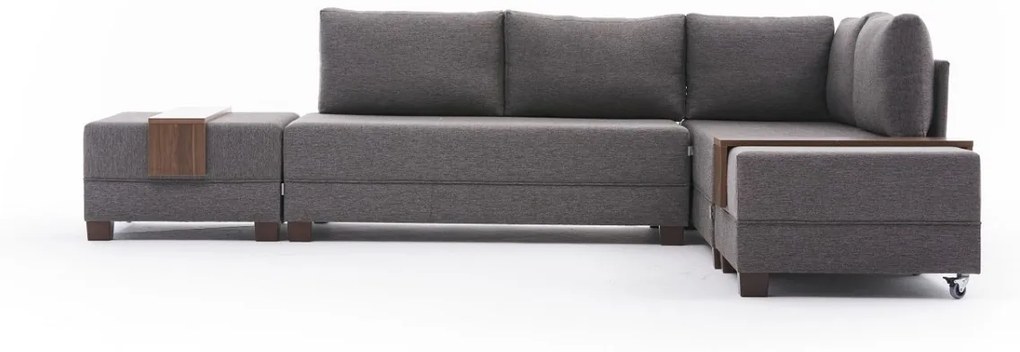 Designová rohová sedačka Ramesha 280 cm hnědá - pravá