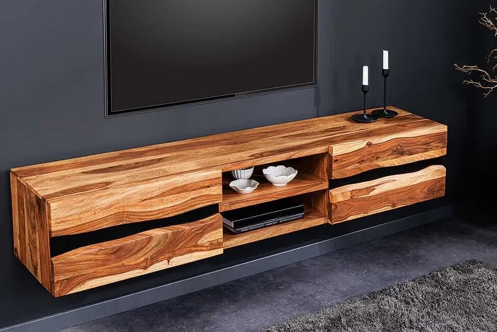 Designová závěsná skříňka pod TV Amazonas Sheesham 160cm