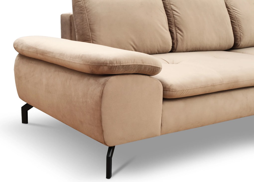 Rohová rozkládací sedací souprava do L VALERIE, 265 cm, s úložným prostorem Roh pohovky: Levý roh, Barva látky: Stříbrná (Bluvel 03)