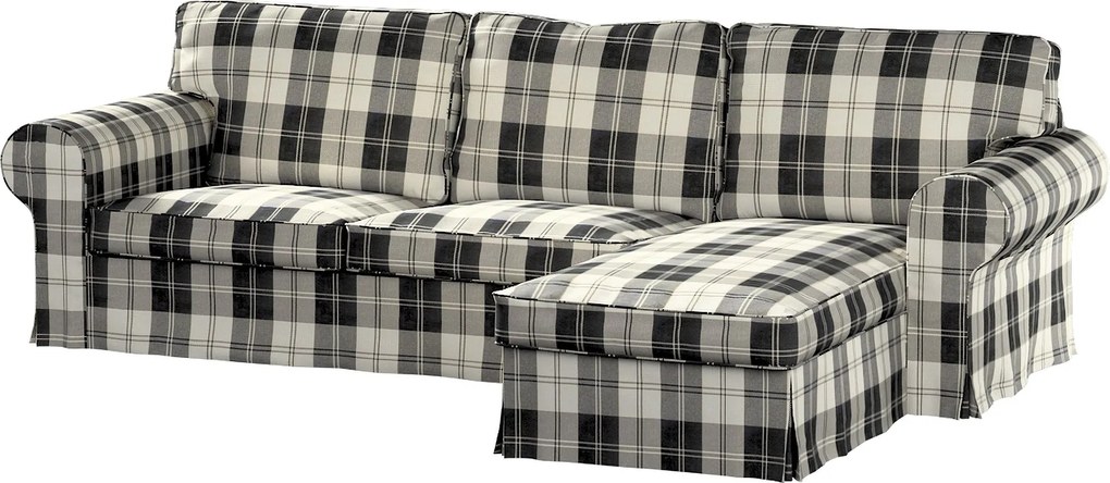 Potah na pohovku IKEA Ektorp 2-místná s lenoškou barva černá látka pletený vzor, vzorované