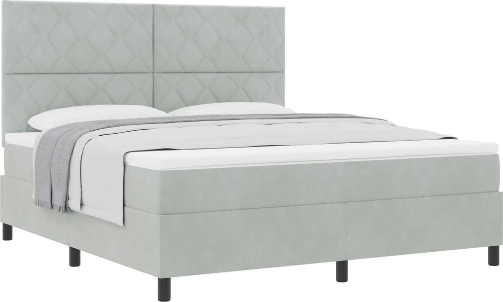 Postel s boxspringem s čelo Světle šedá 180 x 200 cm samet 3339914