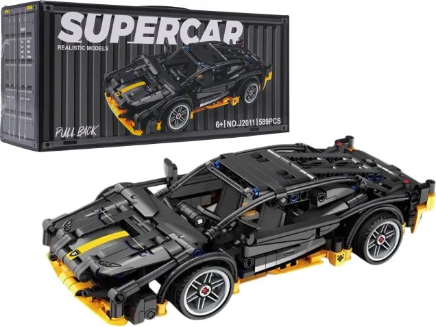 Stavebnice auta SUPERCAR No.J2011 černá - 589 dílků