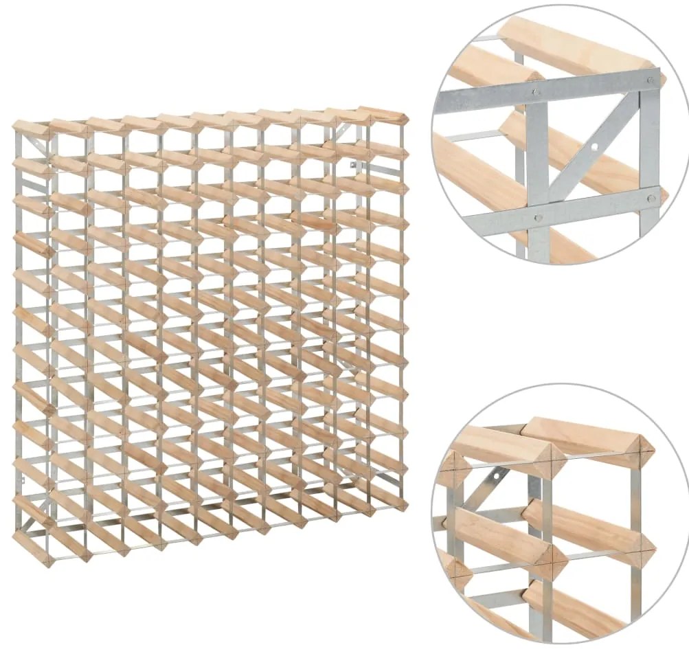 vidaXL Marketos Stojan na víno na 120 lahví masivní borové dřevo