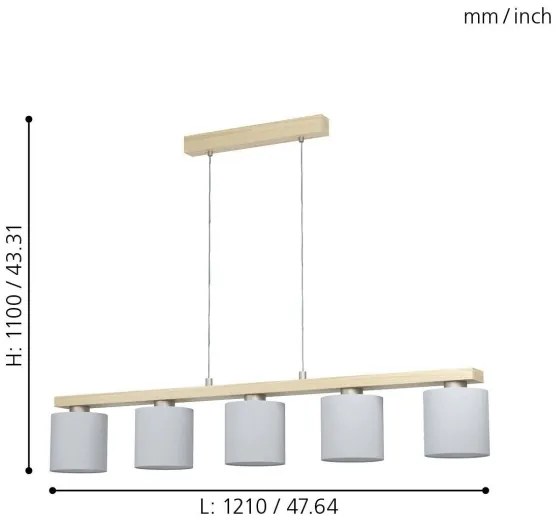 Eglo 901291 - Lustr na lanku CASTRALVO 5xE27/28W/230V