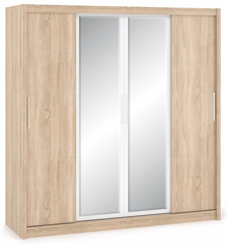 Casarredo Šatní skříň 4D MARKOS dub sonoma/bílá/zrcadlo