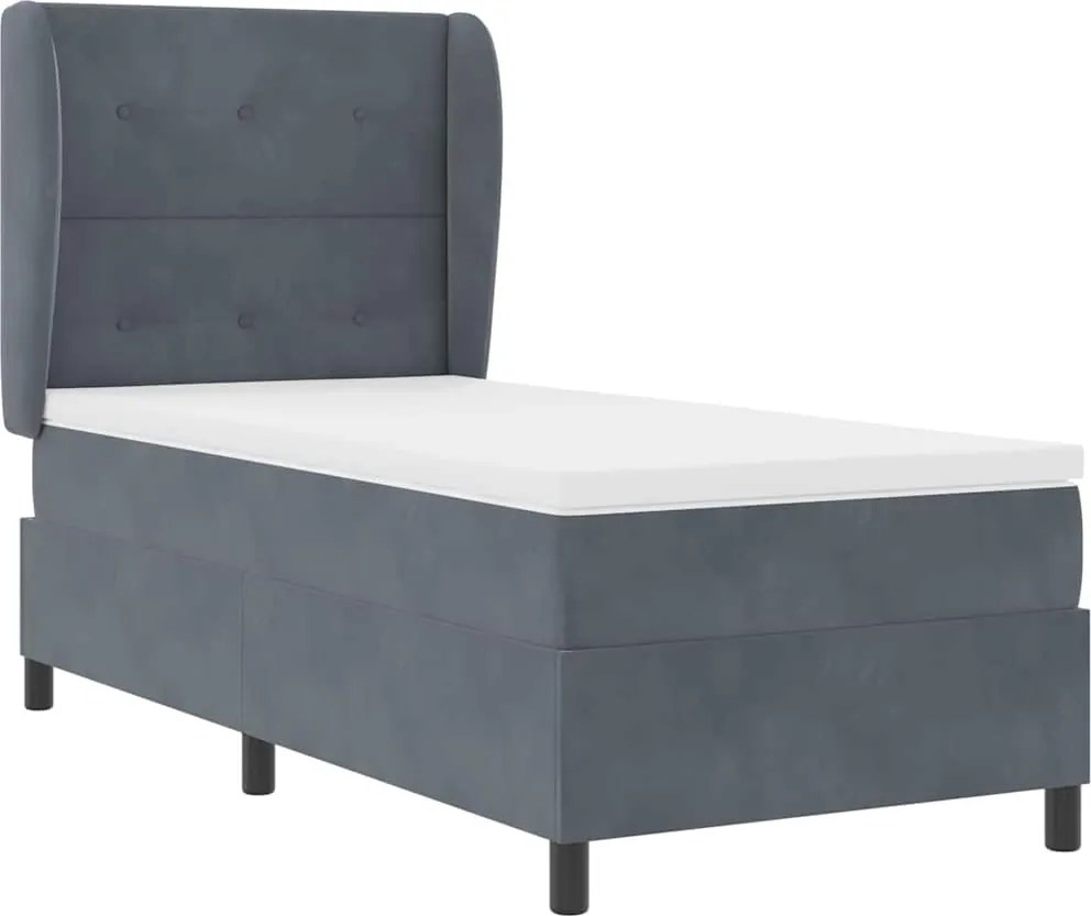 Postel s boxspringem s čelo Tmavě šedá 200 x 80 cm samet 3340899