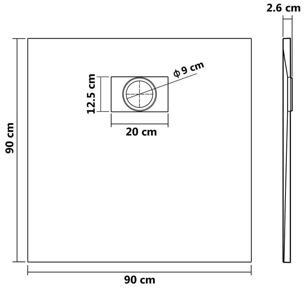 vidaXL Marketos Sprchová vanička SMC hnědá 90 x 90 cm
