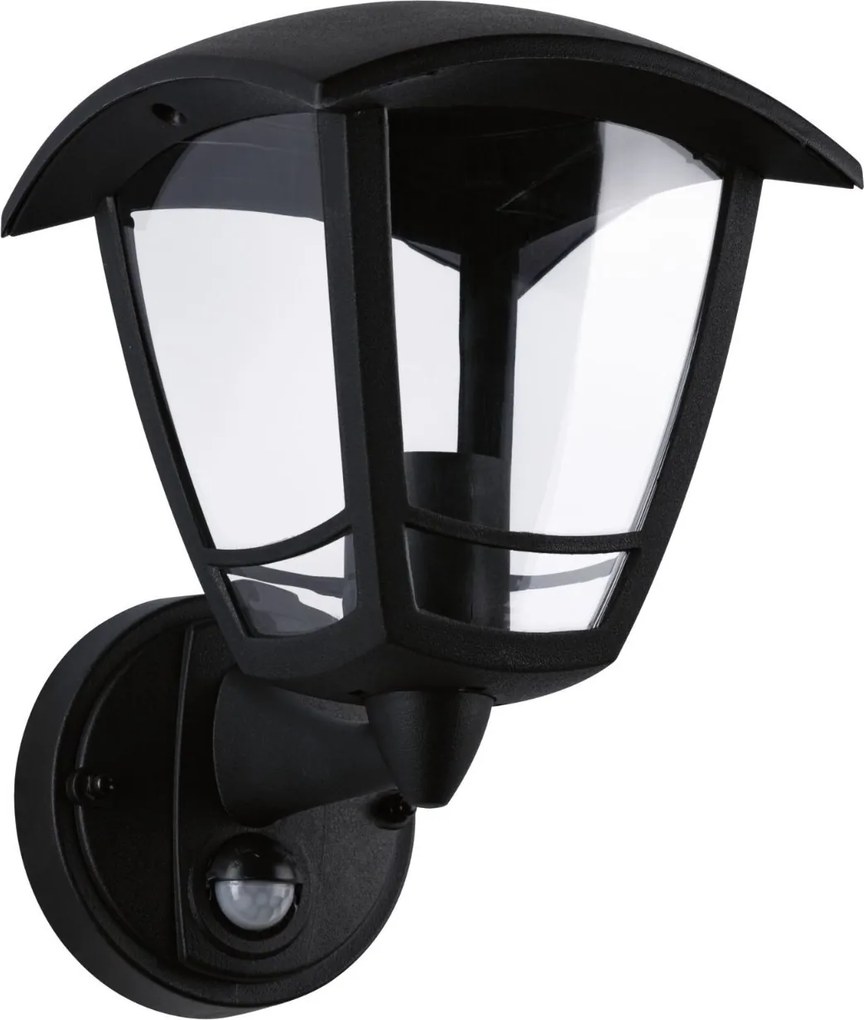 P 94647 Venkovní nástěnné svítidlo Classic Curved pohybové čidlo IP44 hranaté 164x180mm max. 12W 230V černá umělá hmota - PAULMANN