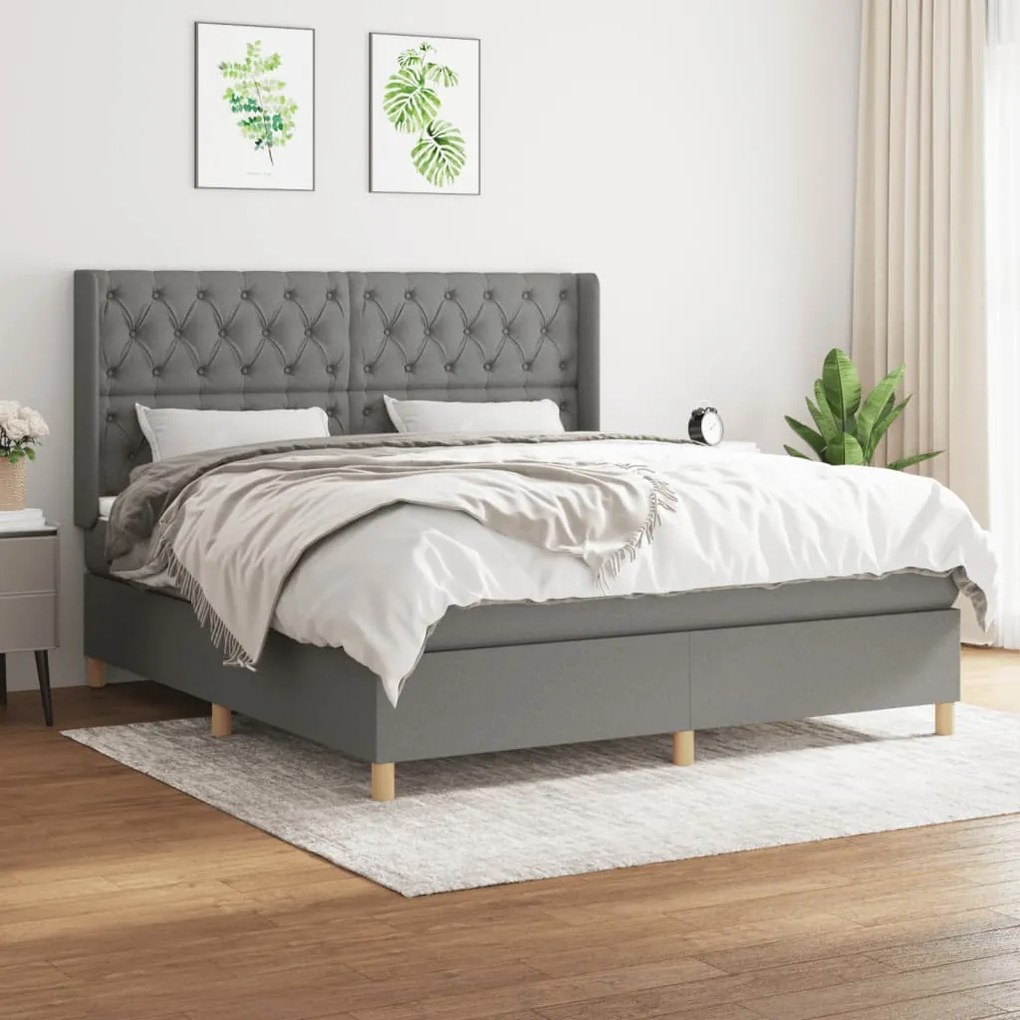 Box spring postel s matrací tmavě šedá 160x200 cm textil,  3132242