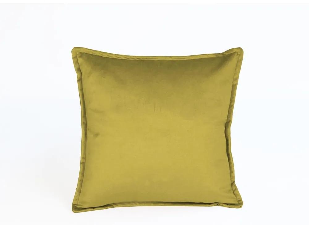 Žlutý sametový polštář Velvet Atelier Tercio , 45 x 45 cm