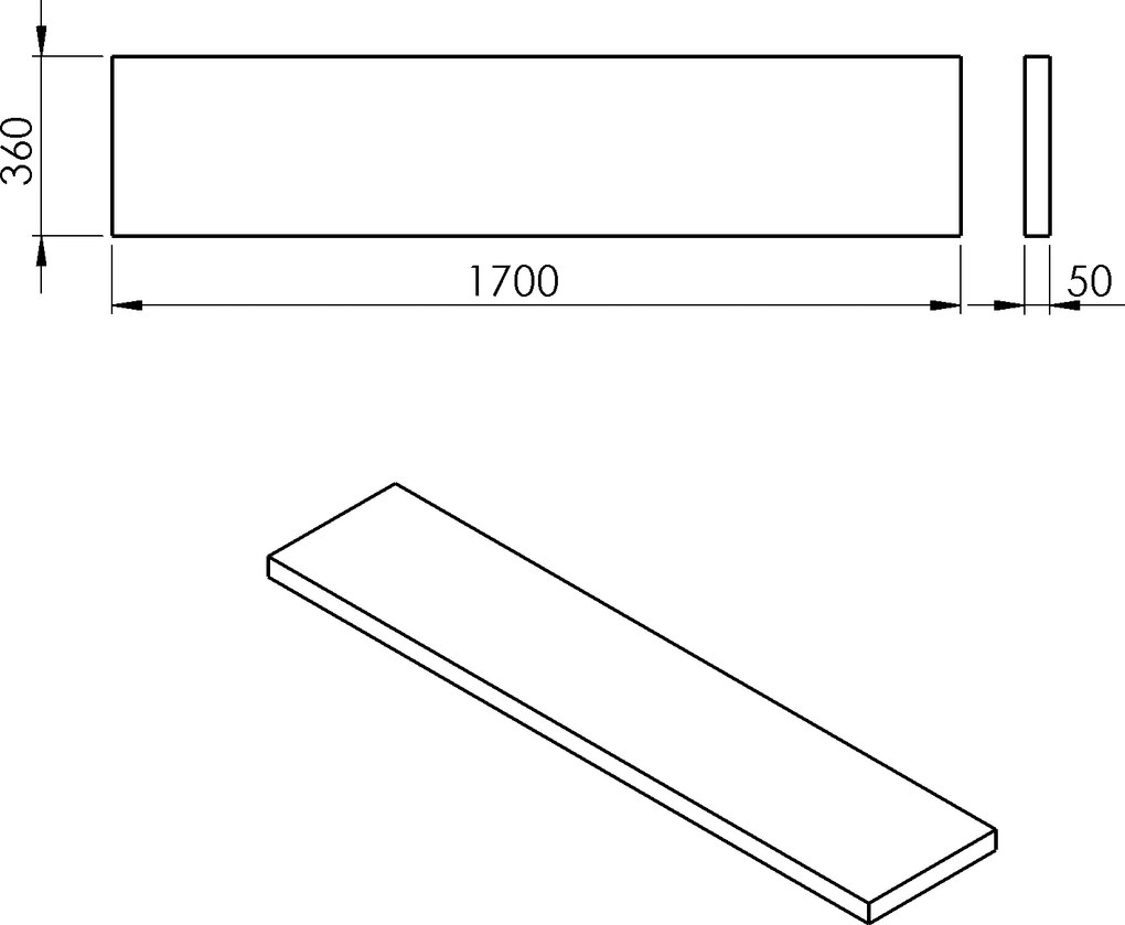 Sapho AVICE deska 170 x 36 cm dub tmavý AV17611