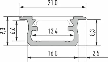 Led-Labs LED profil LUMINES typ B stříbrný elox 1m