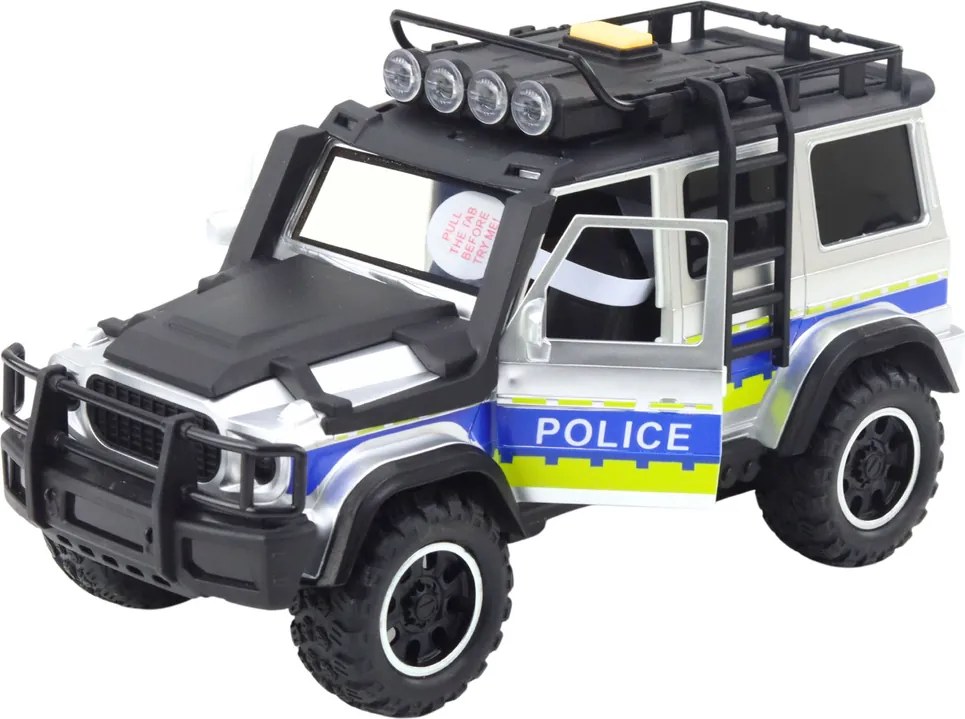 LEAN Toys Policejní terénní auto s přívěsem na koně, světla a zvuky