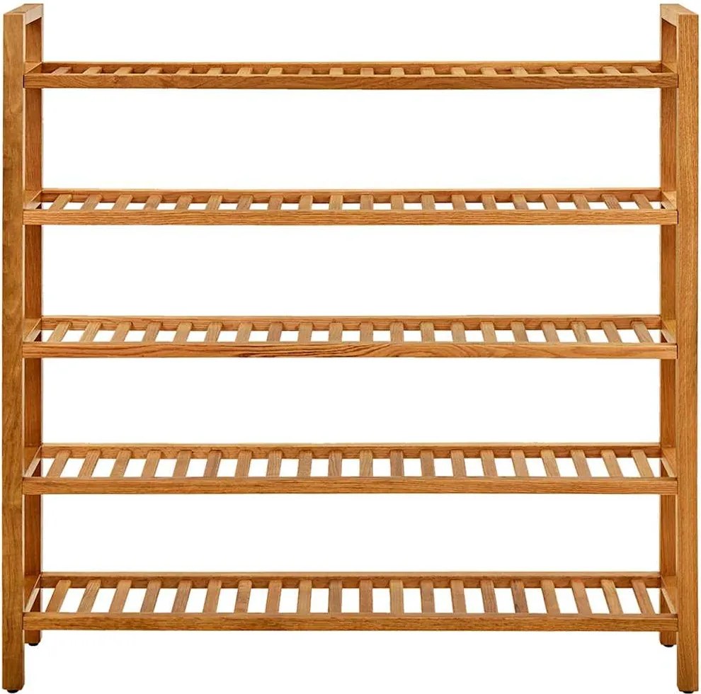 Botník s 5 policemi 100 x 27 x 100 cm masivní dubové dřevo 331751