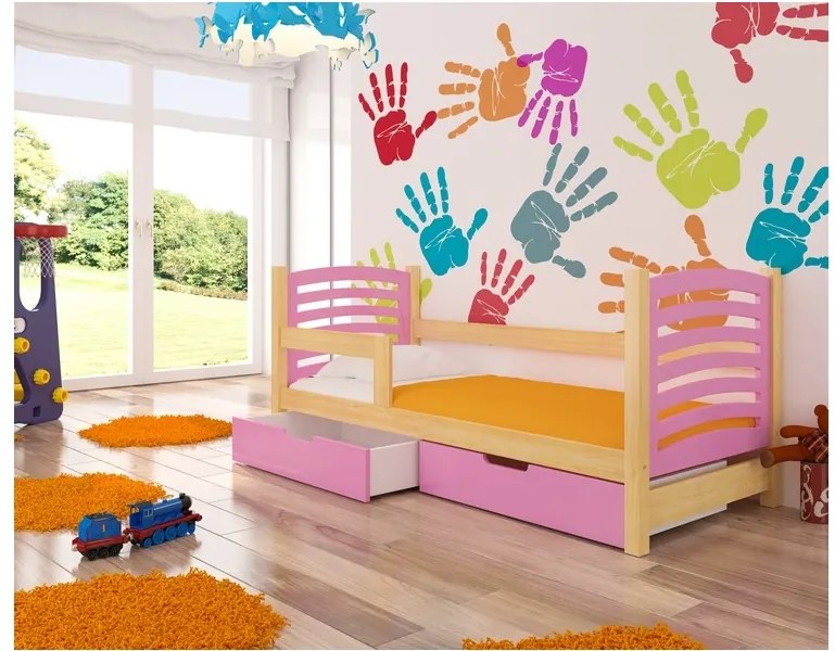 Nábytek Elegance Dětská postel KAMILO borovice/růžová