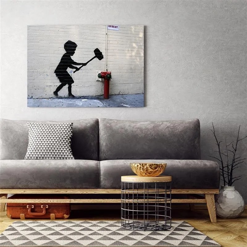 Obraz na plátně Banksy Hammer Boy - 60x40 cm