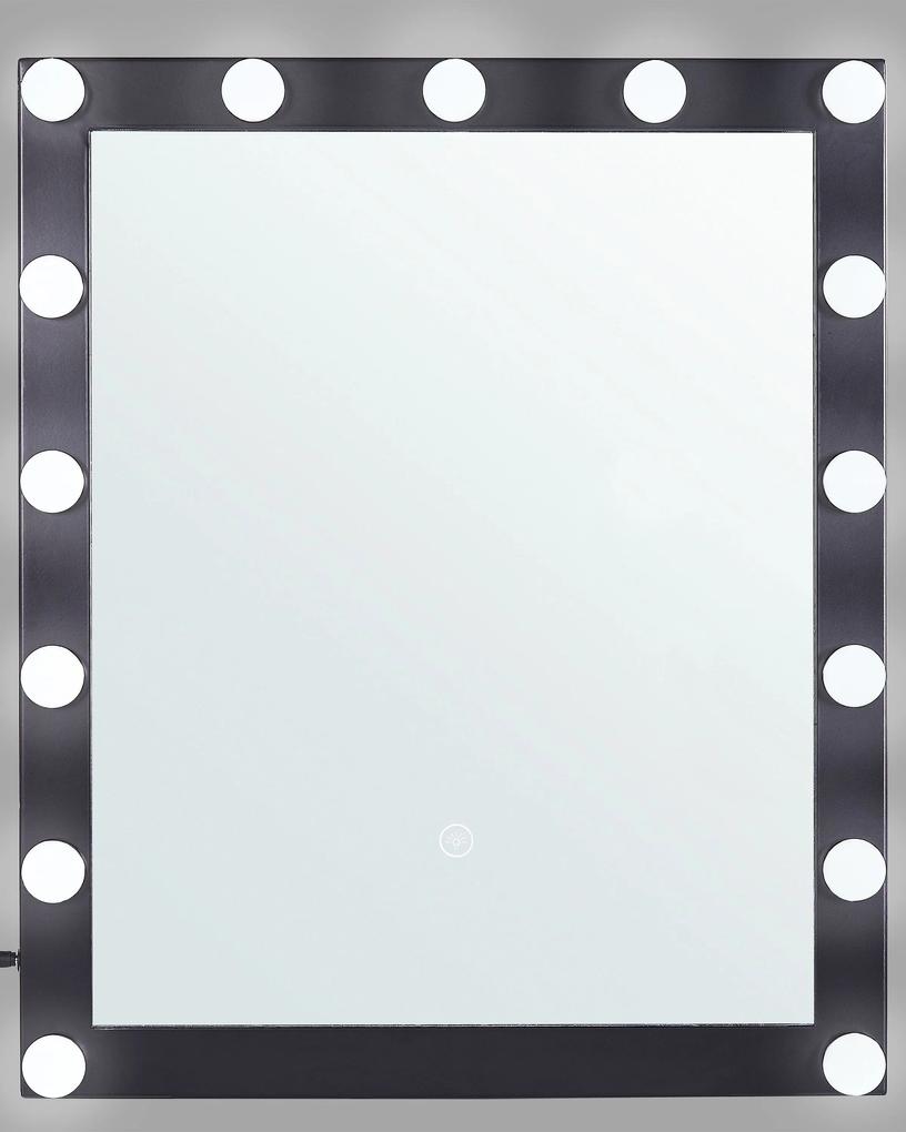 Nástěnné LED zrcadlo kovové 50 x 60 cm černé ODENAS Beliani