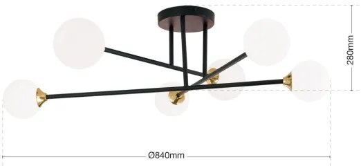 Orion DL 7-786/6 - Přisazený lustr SNOWWHITE 6xG9/20W/230V pr. 84 cm černá/zlatá